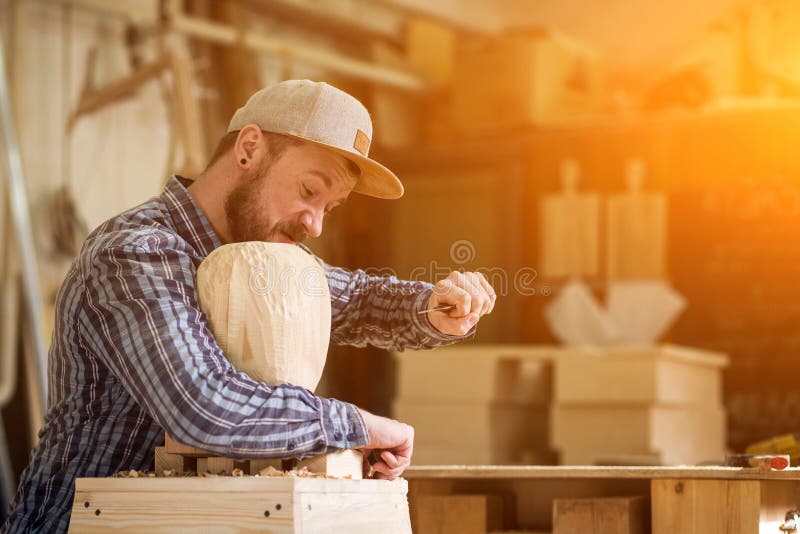 Carpenter work with wooden stock image. Image of chisels - 119374033