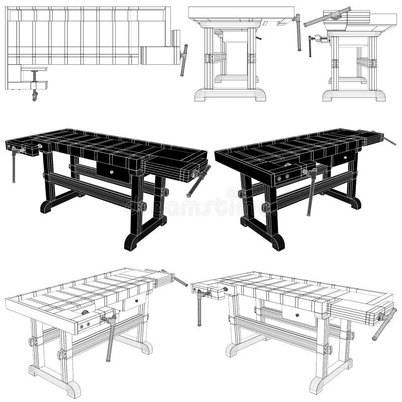 Carpenter Workbench Table Vector. Illustration Isolated on White ...