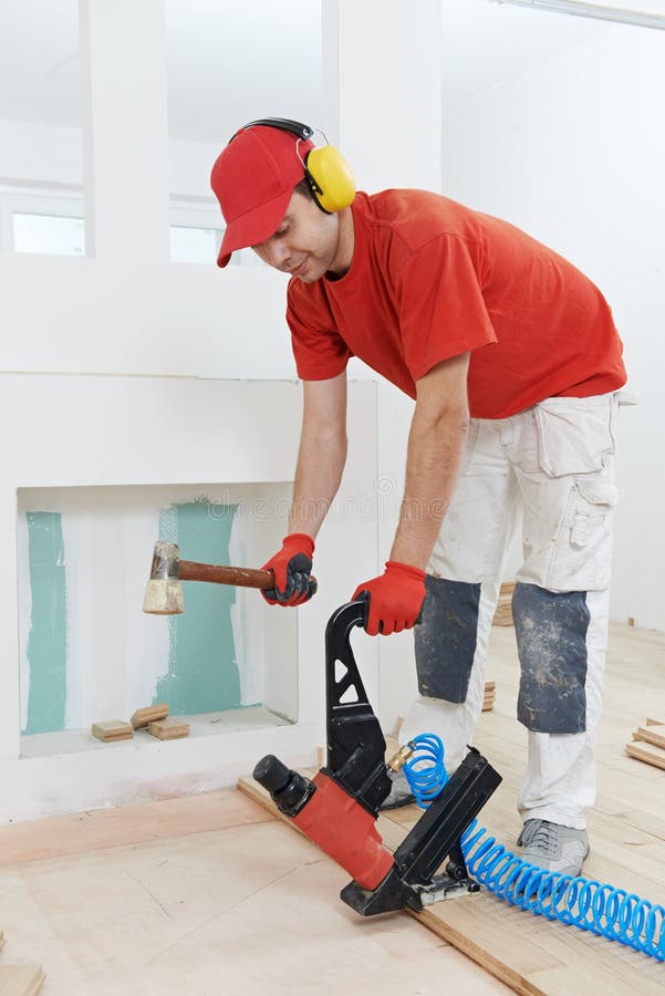 Carpenter Worker Joining Parket Floor Stock Photo - Image of parquet ...