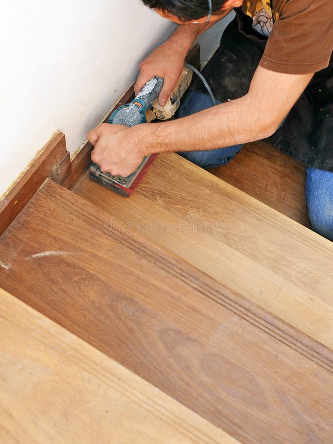 Carpenter Working with Electric Sander Editorial Photo - Image of rungs ...