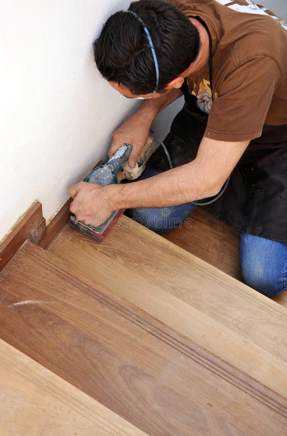 Carpenter Working with Electric Sander Editorial Stock Image - Image of ...