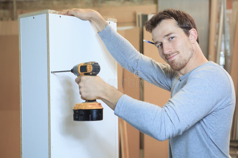 A Carpenter Working Hard at the Workshop Stock Image - Image of ...