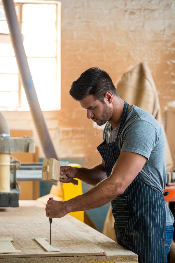 Carpenter Working on His Craft Stock Image - Image of project, male ...