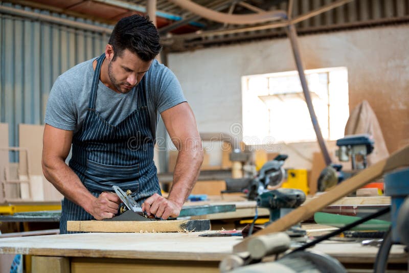 Carpenter Working on His Craft Stock Image - Image of project, male ...