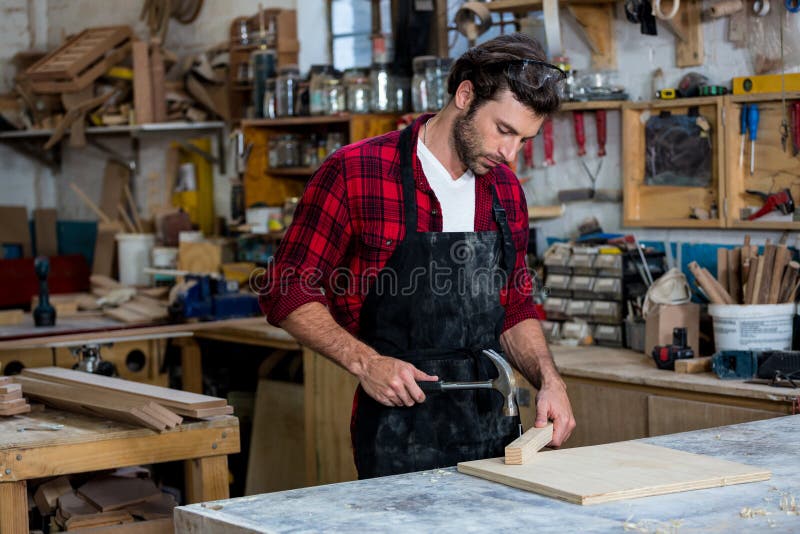 Carpenter Working on His Craft Stock Image - Image of handyman, studio ...