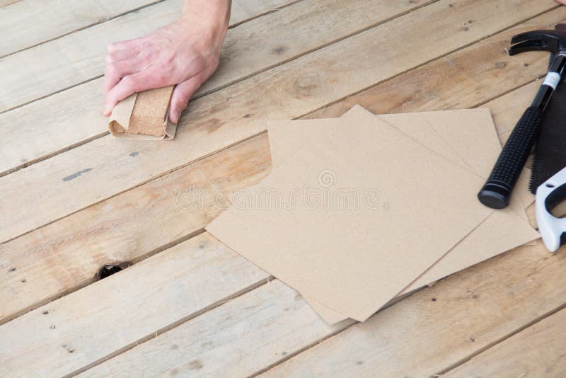 Carpenter Working with Sand Paper Stock Image - Image of carpentry ...
