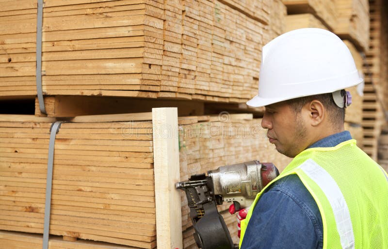 Construction Worker Placing Formwork Beams Stock Image - Image of ...
