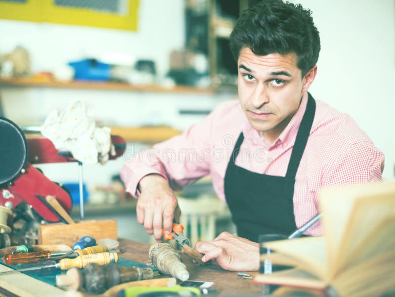 Carpenter Working in Studio Stock Image - Image of pliers, craft: 269302377