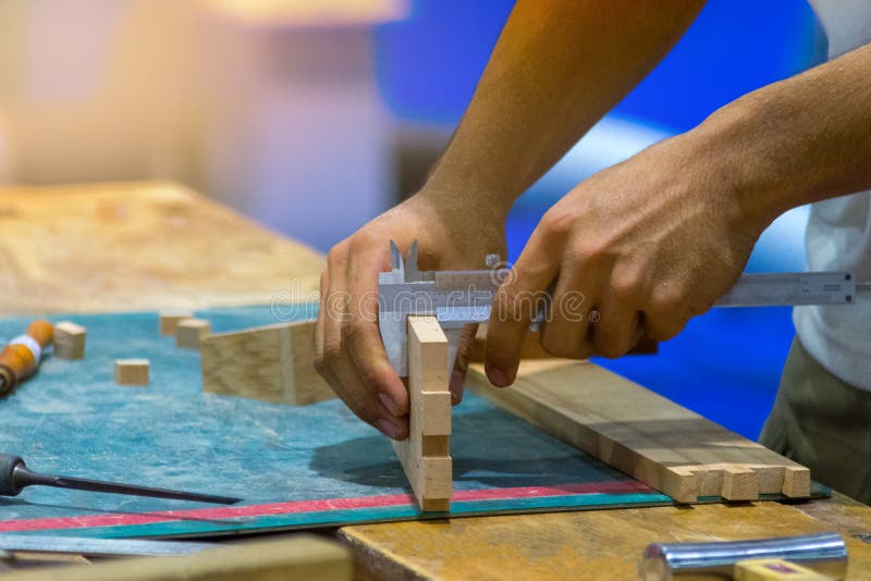 Carpenter Working with Timber in Shop Stock Photo - Image of carpenter ...
