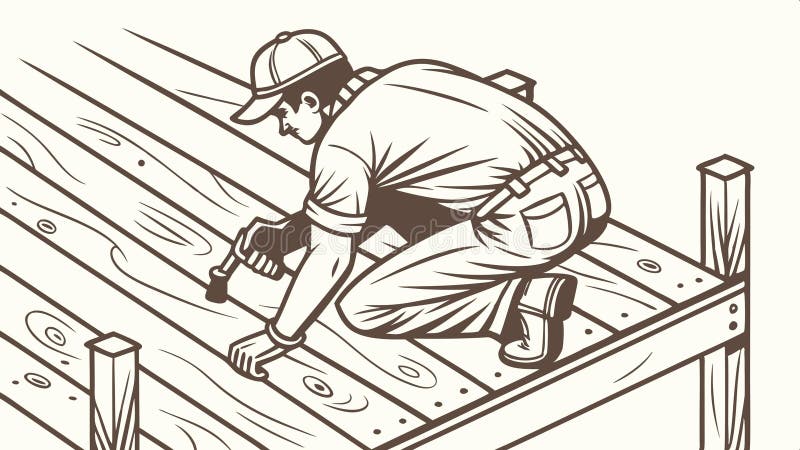 Carpenter Working on Wood, Construction and Home Improvement Theme ...