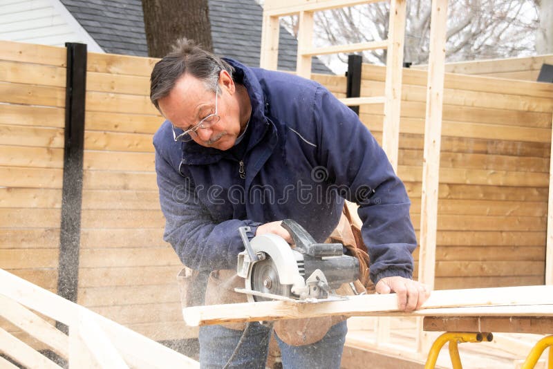 Carpenter Working on Wood Structure Stock Photo - Image of occupation ...