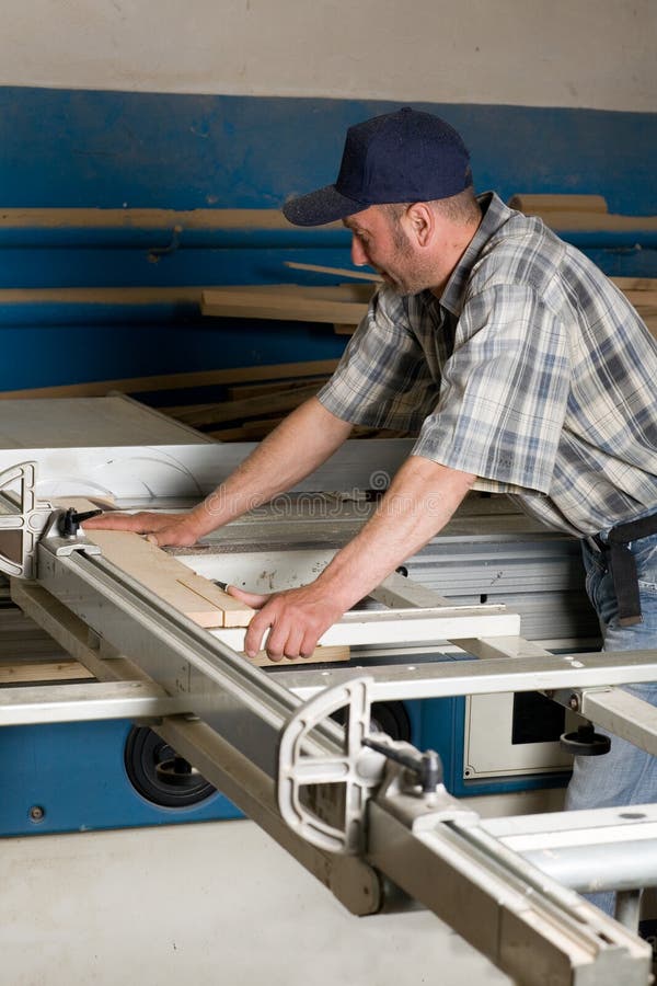 Carpenter Working on Woodworking Machines Stock Image - Image of ...
