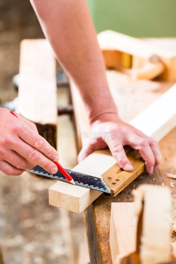 Carpenter with Workpiece in Carpentry Stock Photo - Image of working ...