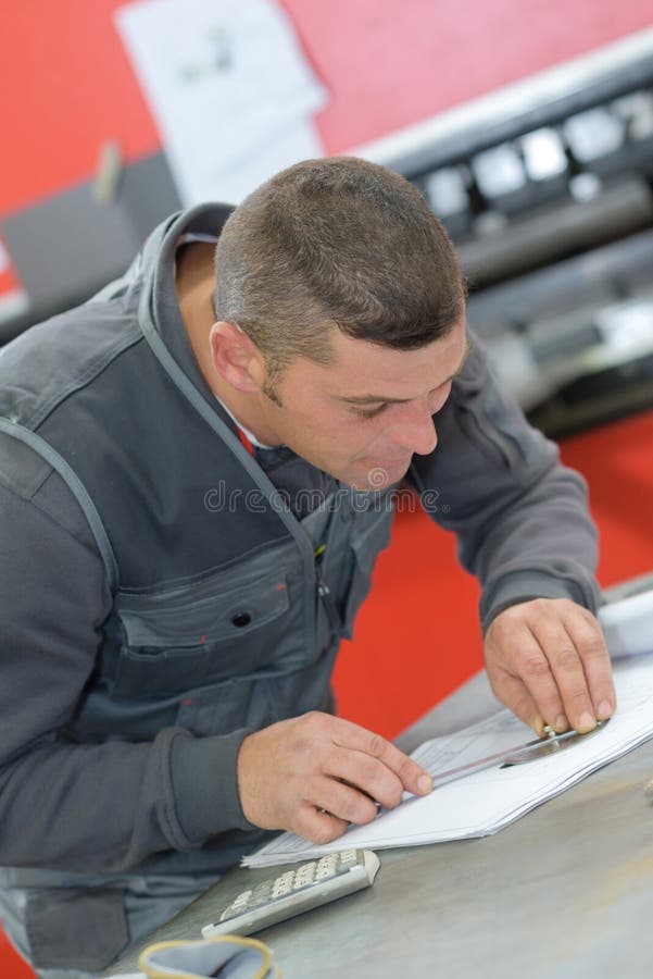 Carpenter Workplace Check Measurement Stock Image - Image of mechanic ...