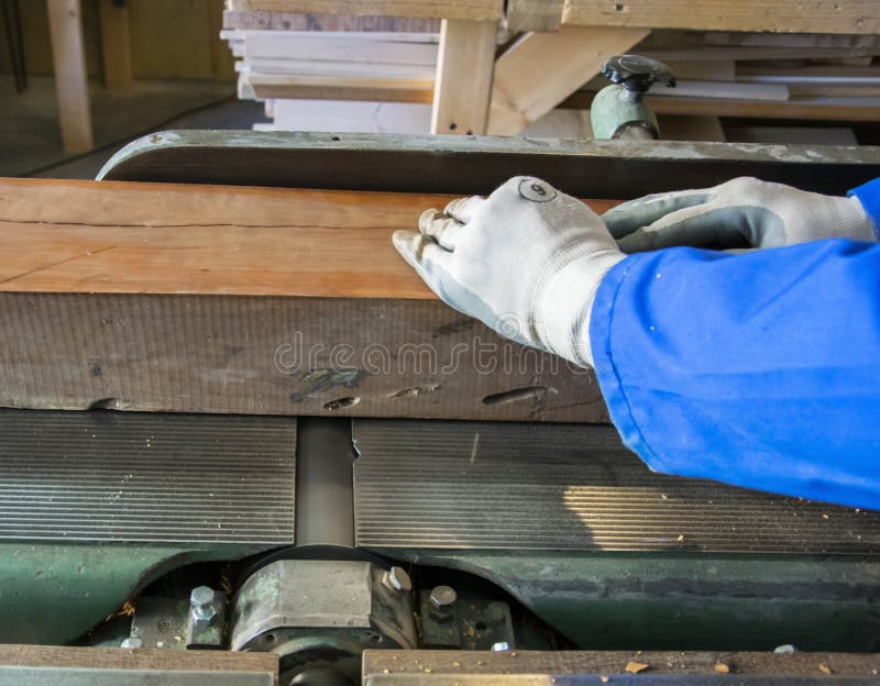 Carpenter Workplace. Man Using Saw To Cut Wood Stock Image - Image of ...