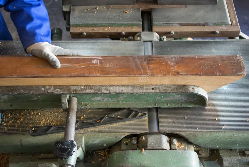 Carpenter Workplace. Man Using Saw To Cut Wood Stock Photo - Image of ...