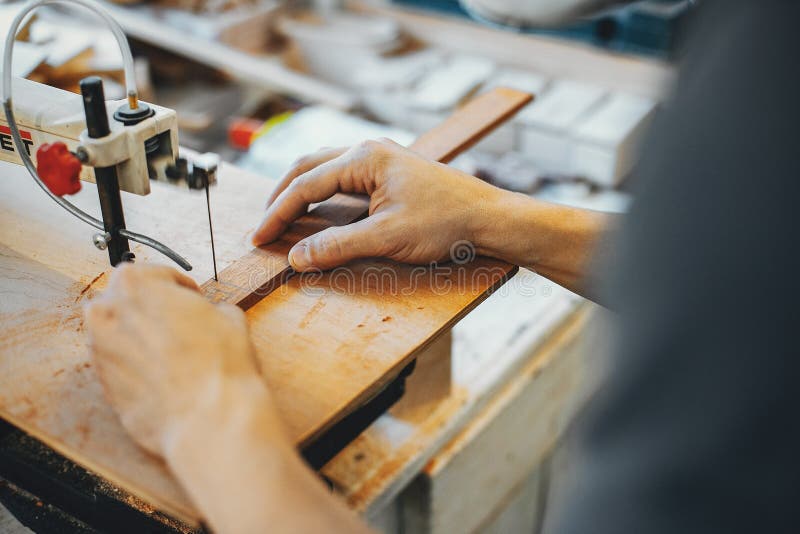 The Carpenter Works with a Tree Stock Image - Image of lumber ...