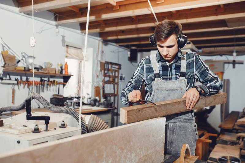 The Carpenter Works with a Tree Stock Image - Image of artisan ...