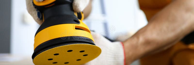 Carpenter Works with Tree with Sander Machine Stock Photo - Image of ...