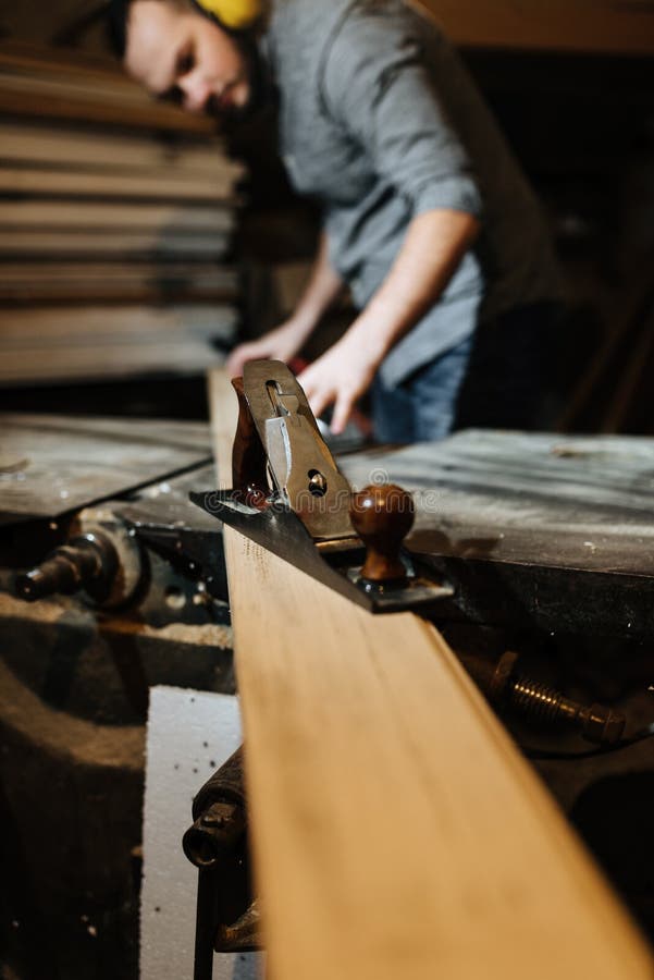 Carpenter, in the Workshop at Work Stock Image - Image of bearded ...