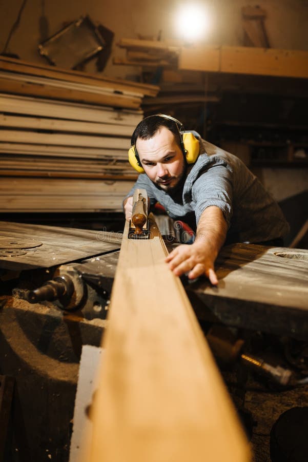 Carpenter, in the Workshop at Work Stock Photo - Image of plan ...