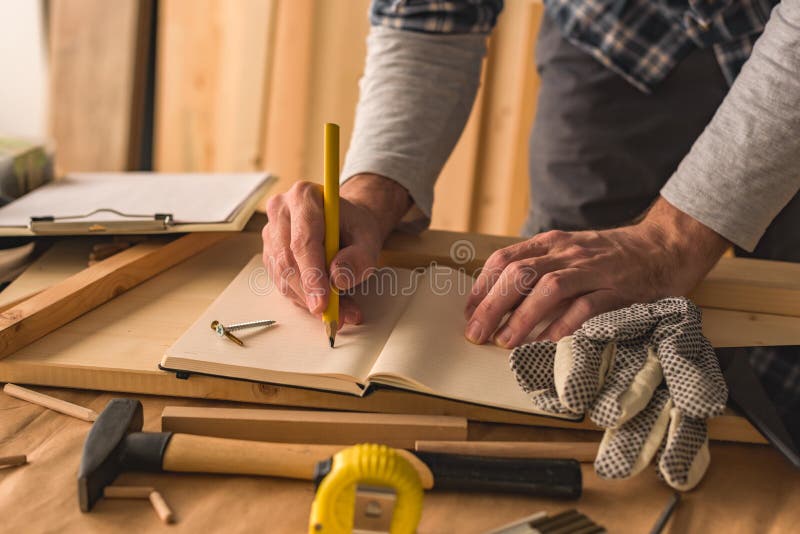 Carpenter Writing Project To Do List Stock Photo - Image of ...