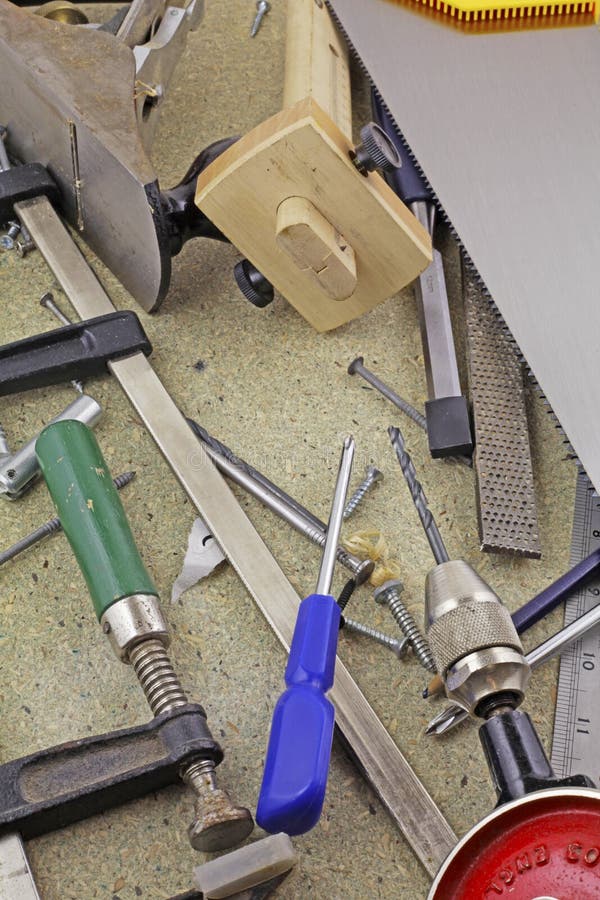 Carpenters Tools and Work Area Stock Photo - Image of chisel, carpenter ...