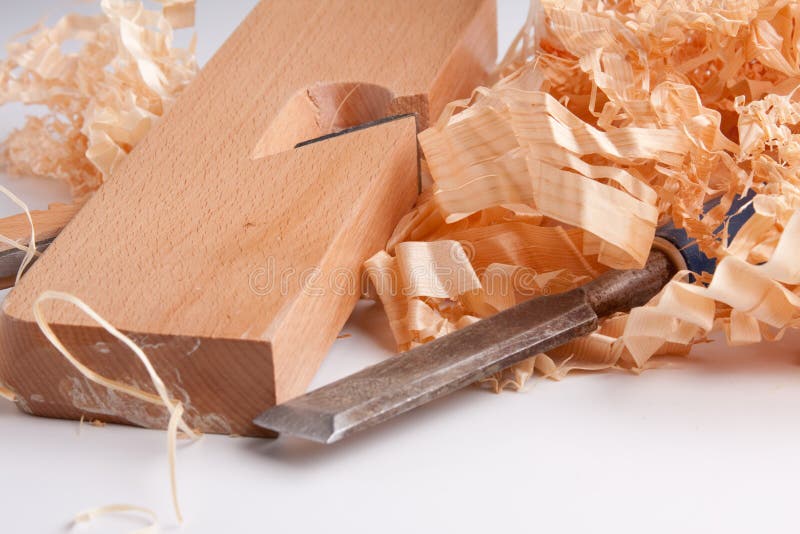 Gouge Wood Chisel Carpenter Tool Hammer Hand Stock Image - Image of ...