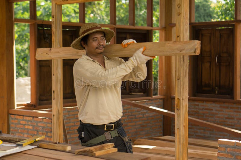 Carpenters are Planning To Build a Home Stock Image - Image of ...