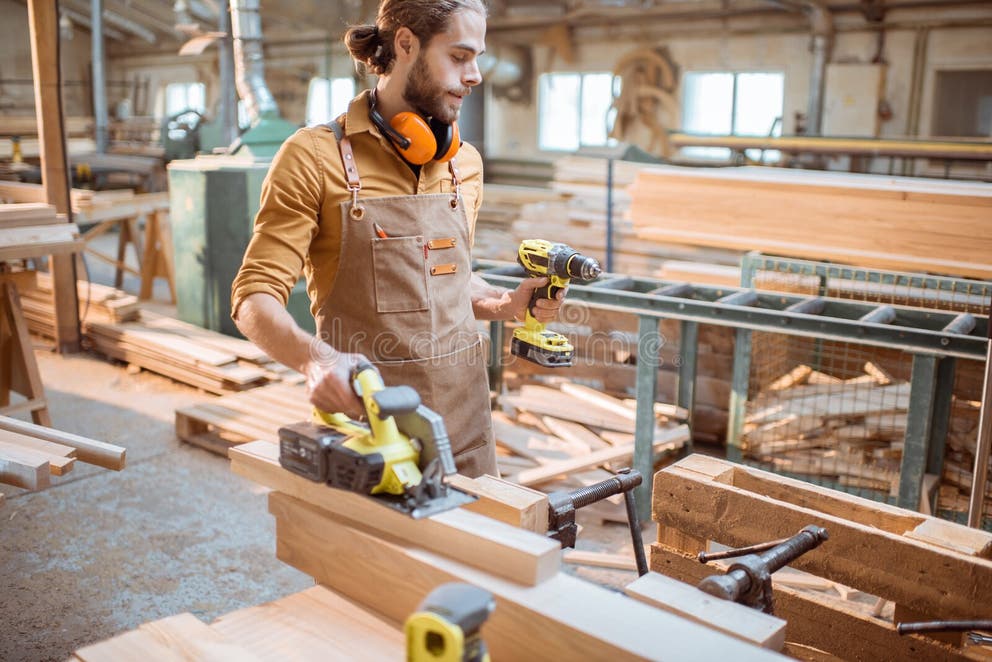 Carpenters Portrait at the Workshop Stock Photo - Image of wood, work ...