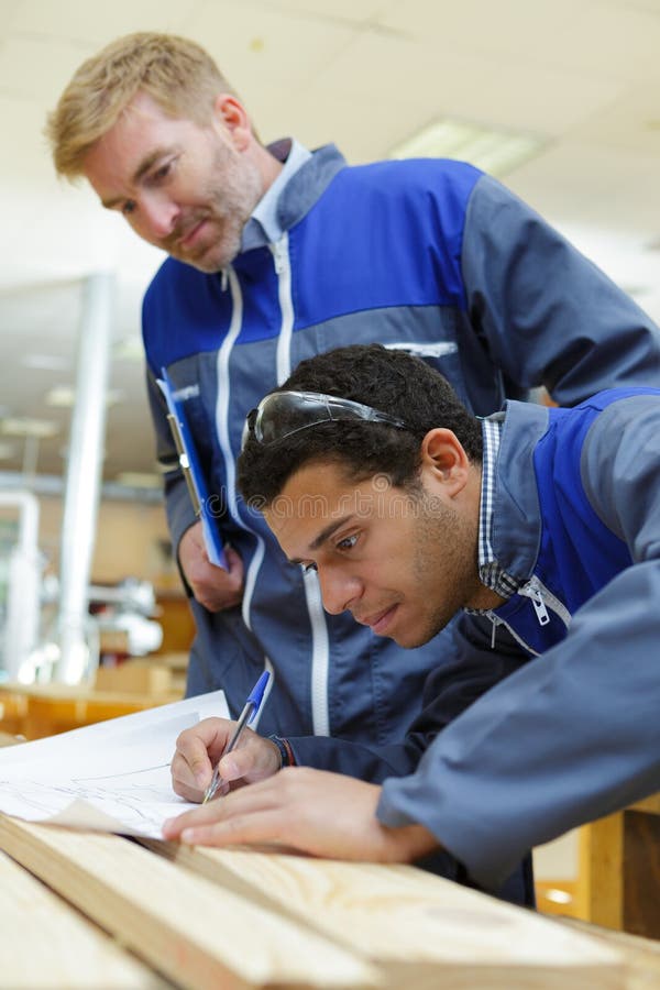 Carpenters Team Planning and Working Together Stock Photo - Image of ...