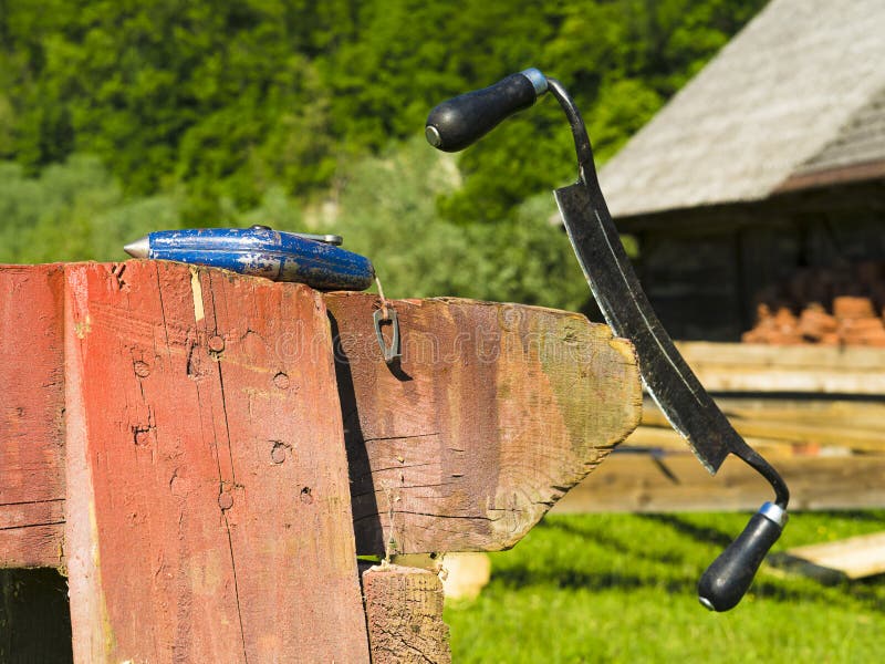 Carpenters Scraper and a String Stock Image - Image of lumber ...