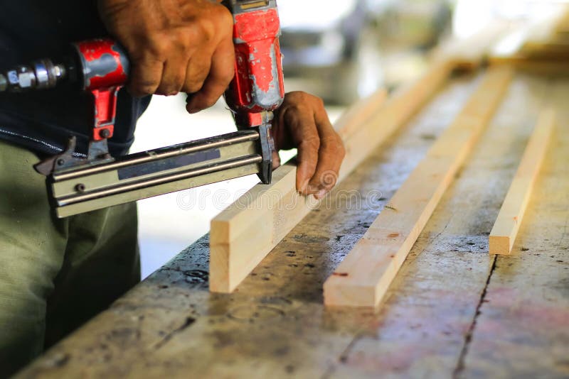 Carpenters are Using Tools with Wood Working Furniture Stock Photo ...
