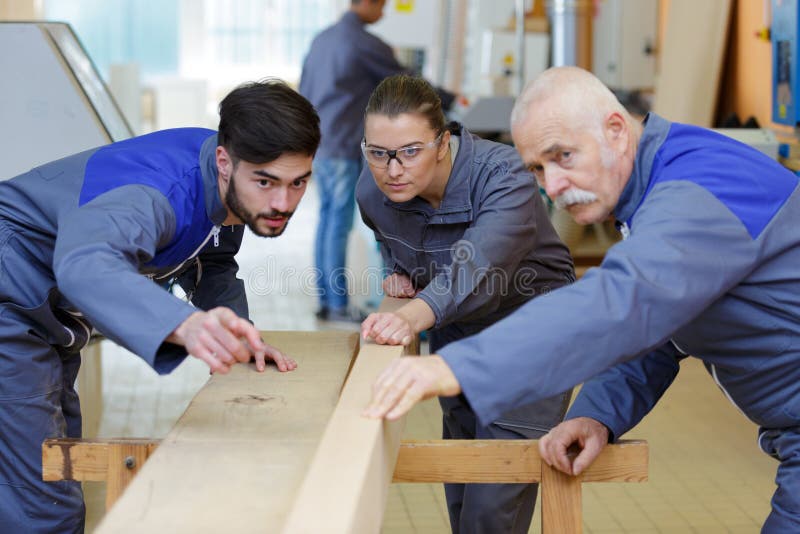 Carpentry Apprentice Demonstrating Machine Operation Stock Image ...