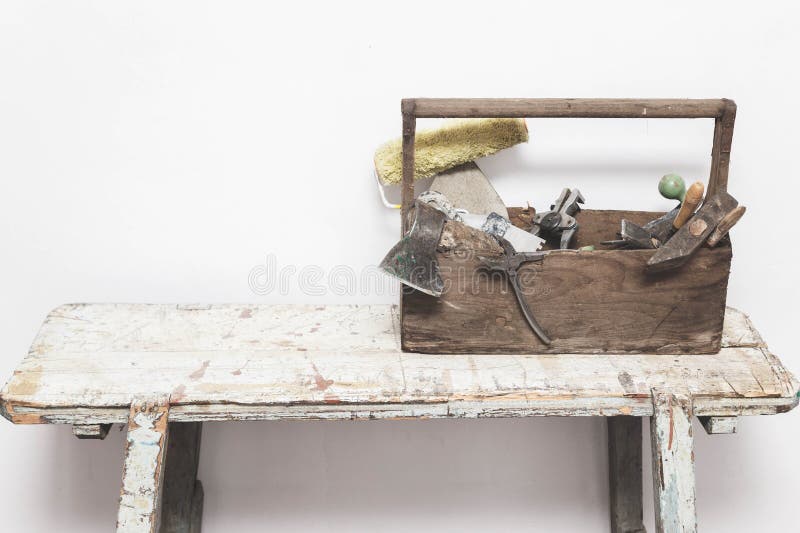 Carpentry Box with Tools. Vintage Carpentry Tools. Stock Image - Image ...