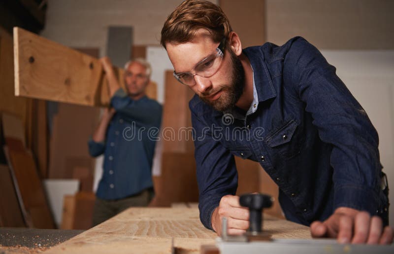 Carpentry Collaboration, Carpenter and Men Work in Workshop on Design ...