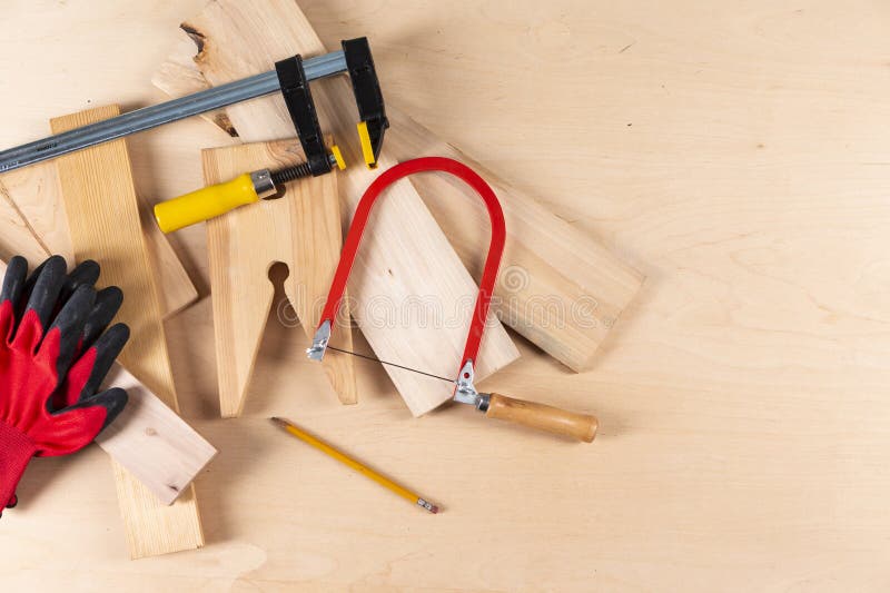 Carpentry Concepts and Ideas. Separate Lineup of Assorted Work Tools on ...
