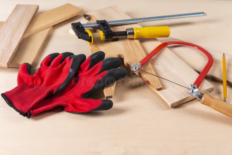 Carpentry Concepts and Ideas. Separate Lineup of Assorted Work Tools on ...