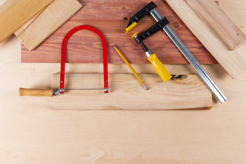 Carpentry Concepts and Ideas. Separate Lineup of Assorted Work Tools on ...