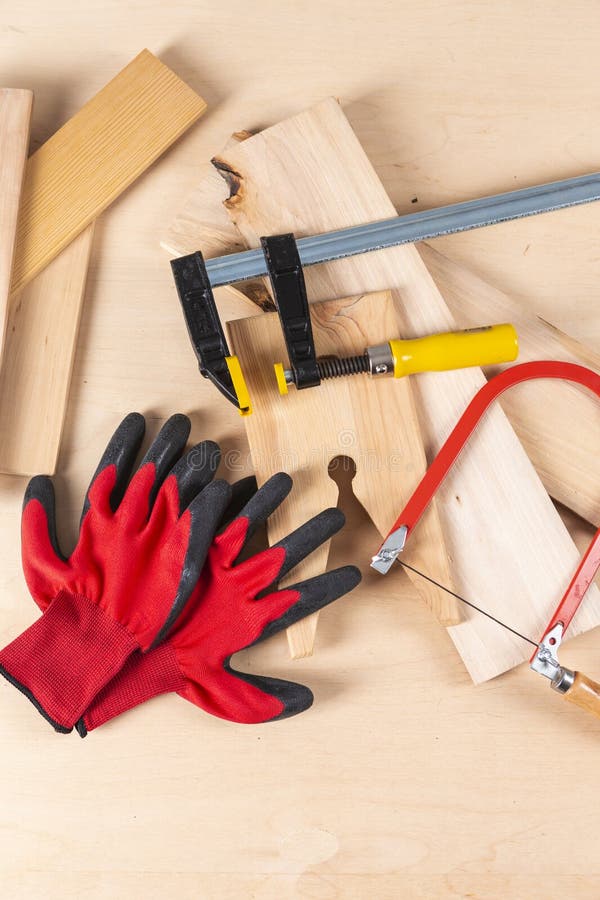 Carpentry Concepts and Ideas. Separate Lineup of Assorted Work Tools on ...