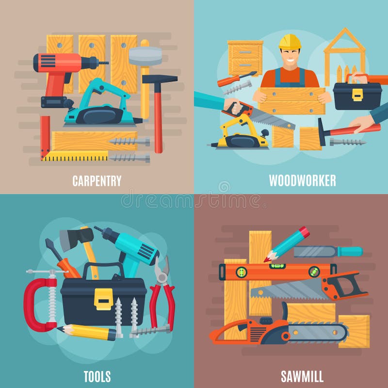 Carpentry Design Concept Set Stock Vector - Illustration of material ...