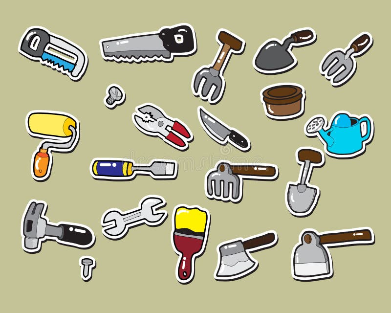 Carpentry and Gardening Tool. Stock Vector - Illustration of tools ...