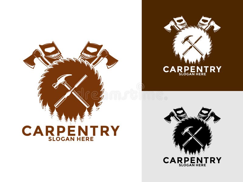 Carpentry Logo Design Vector Illustration, Carpentry Woodworking Retro ...