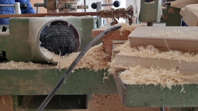 Carpentry Machine in Operation - Carpenters Work in Carpentry Stock ...
