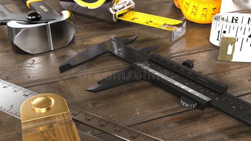Carpentry Precision Measuring Tools Digital Caliper Set Stock Image ...