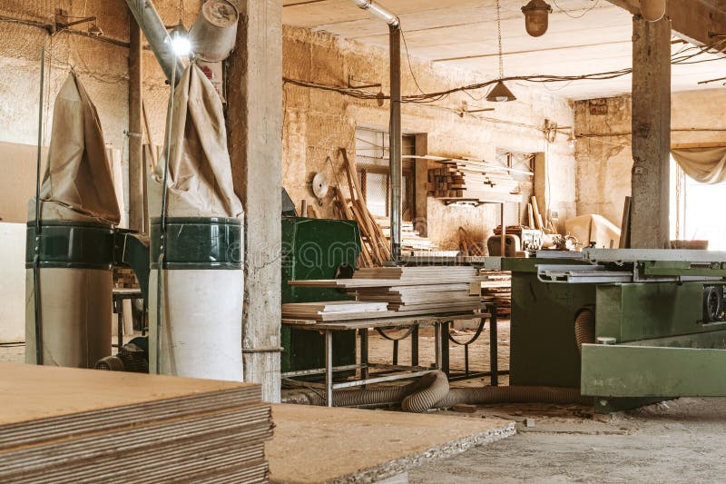 Carpentry Shop Interior with Wood and Tools Stock Image - Image of ...