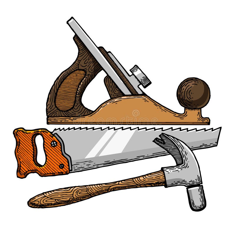 Carpentry Tools Engraving Style Vector Stock Vector - Illustration of ...