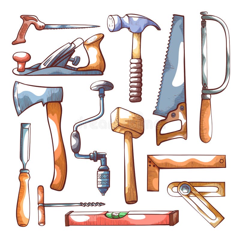 Woodworking Industry Bold Black Silhouette Icons Set Isolated on White ...