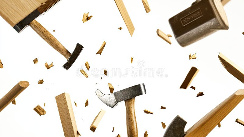 Carpentry Tools Like Hammers, Saws, and Chisels Floating in the Air on ...