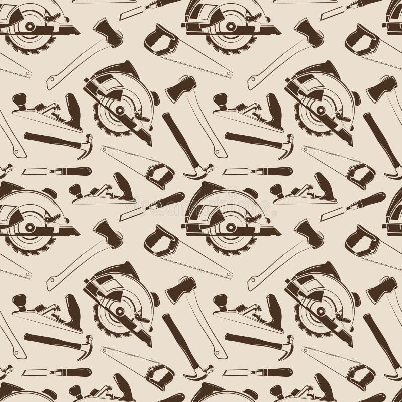 Carpentry Tools Seamless Pattern Design Stock Vector - Illustration of ...